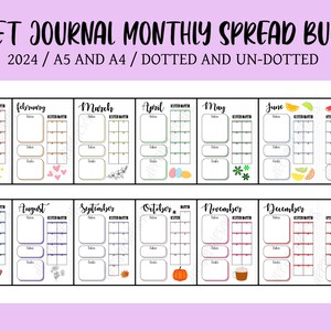 Digital Bullet Journal Monthly Spreads Bundle Digital - Etsy