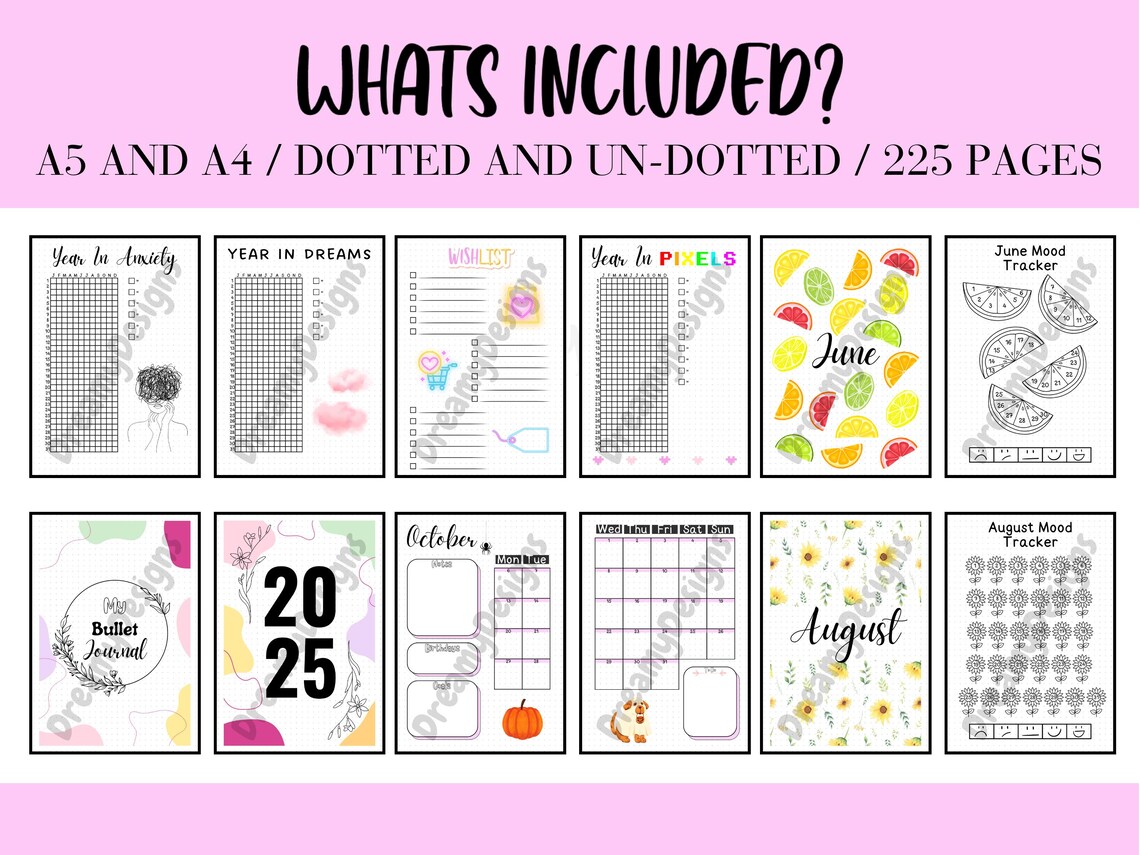 2025 Digital/printable Bullet Journal, PDF Bullet Journal, Dotted and ...