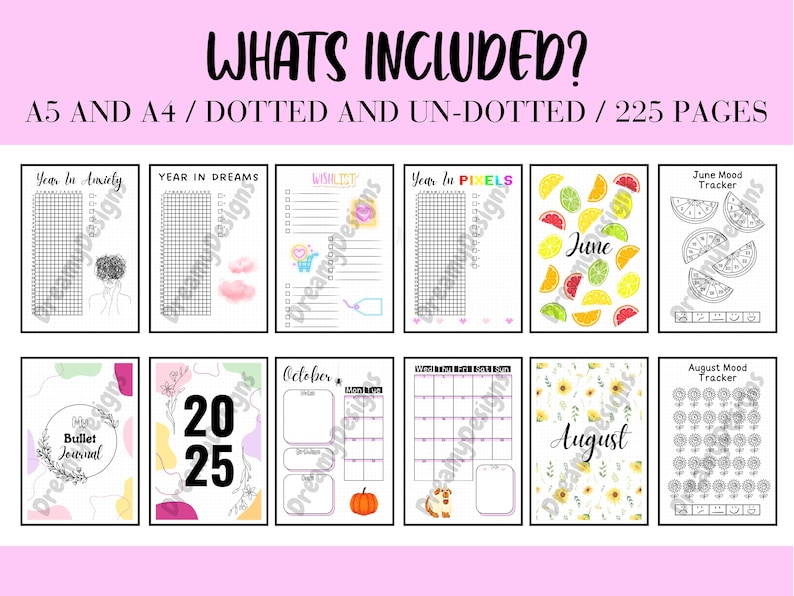 2025 Digital/printable Bullet Journal, PDF Bullet Journal, Dotted and ...