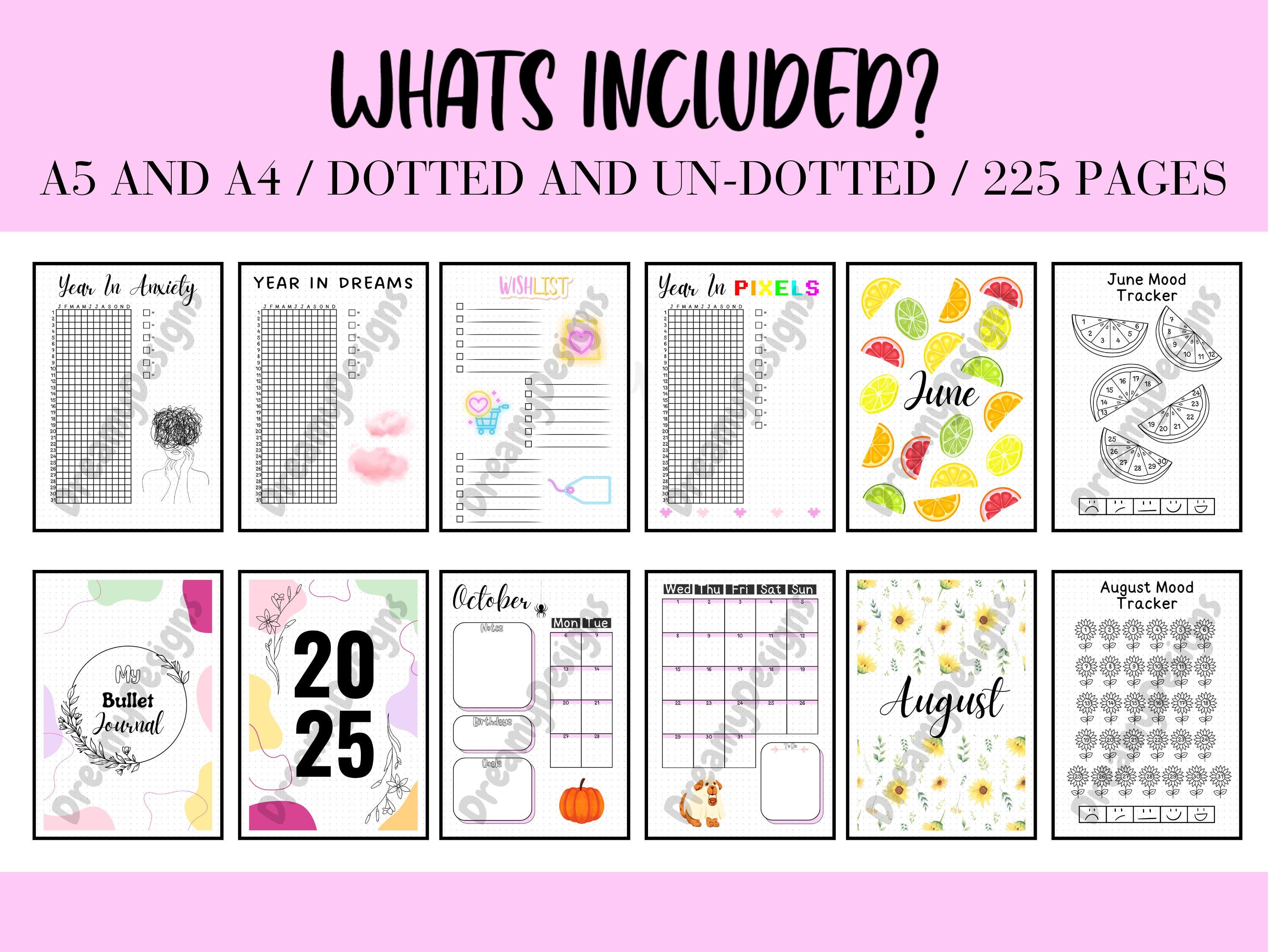 2025 Digital/printable Bullet Journal, PDF Bullet Journal, Dotted and ...