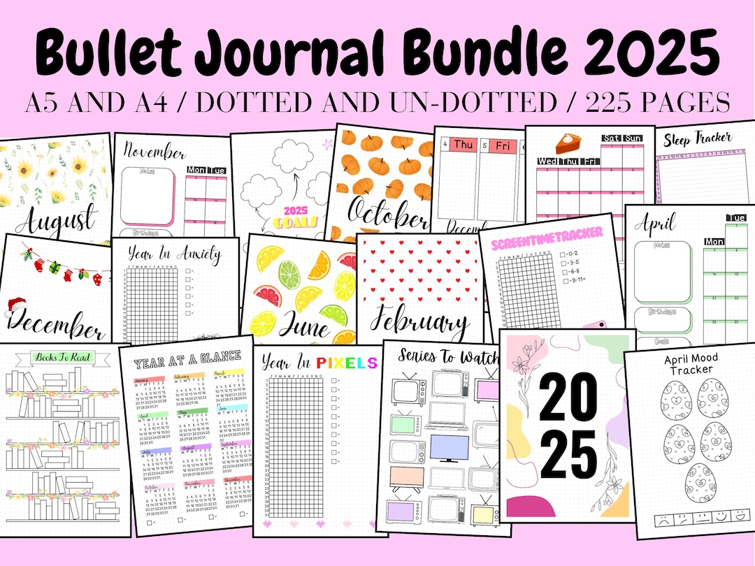 2025 Digital/printable Bullet Journal, PDF Bullet Journal, Dotted and ...