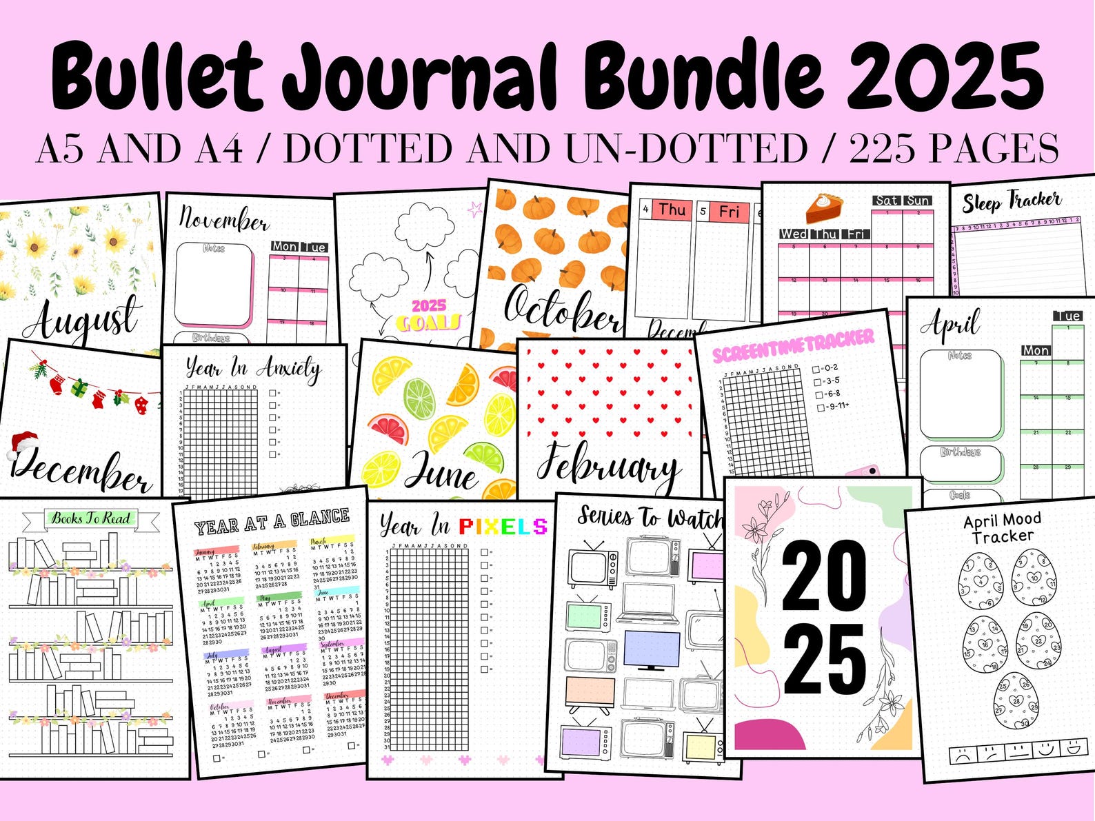 2025 Digital/printable Bullet Journal, PDF Bullet Journal, Dotted and ...