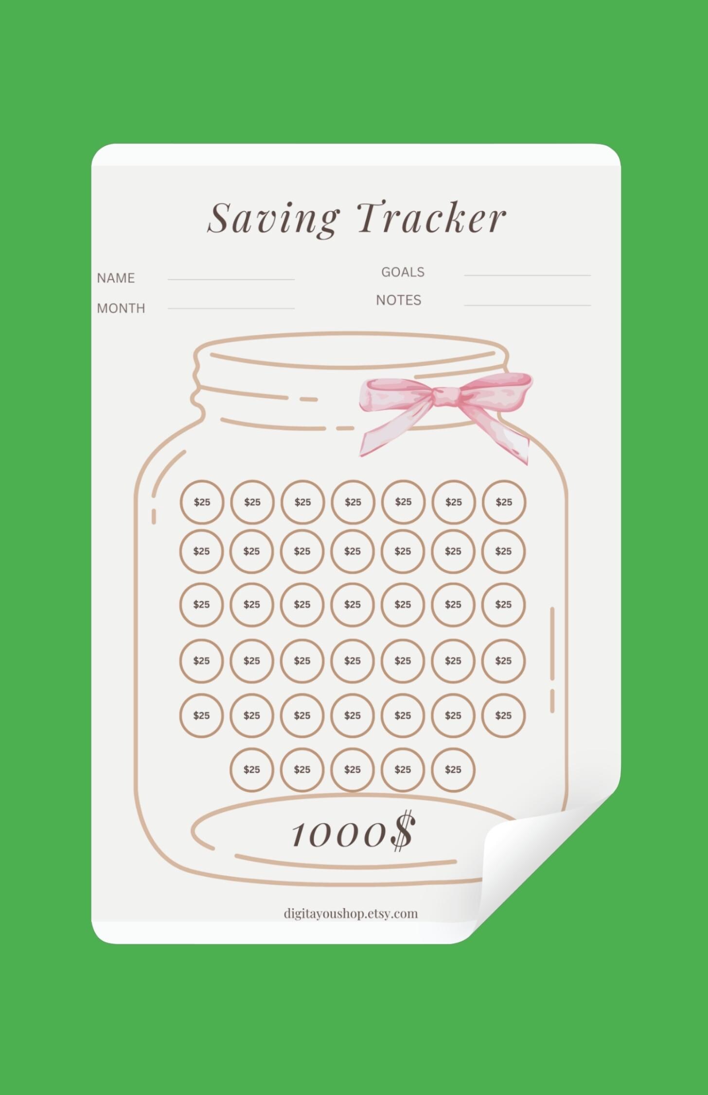 Tracker 1000 Dollar Savings Challenge | Save 25 X 40 Times | Budget ...