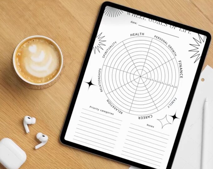 Wheel of Goals Printable 8section Life Planner for Goal Setting ...