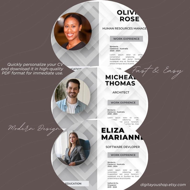Professional CV Template | Editable Customizable in Canva | Instant ...