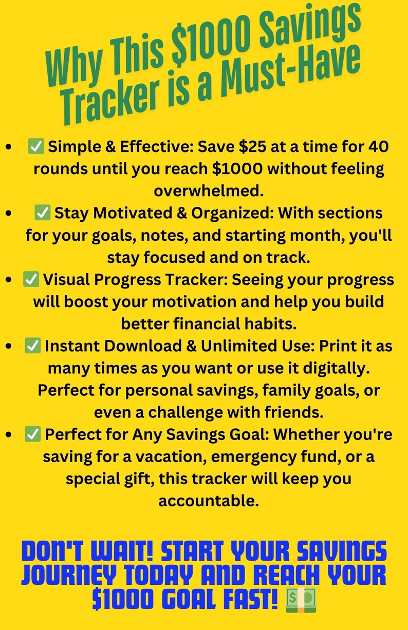 Tracker 1000 Dollar Savings Challenge | Save 25 X 40 Times | Budget ...