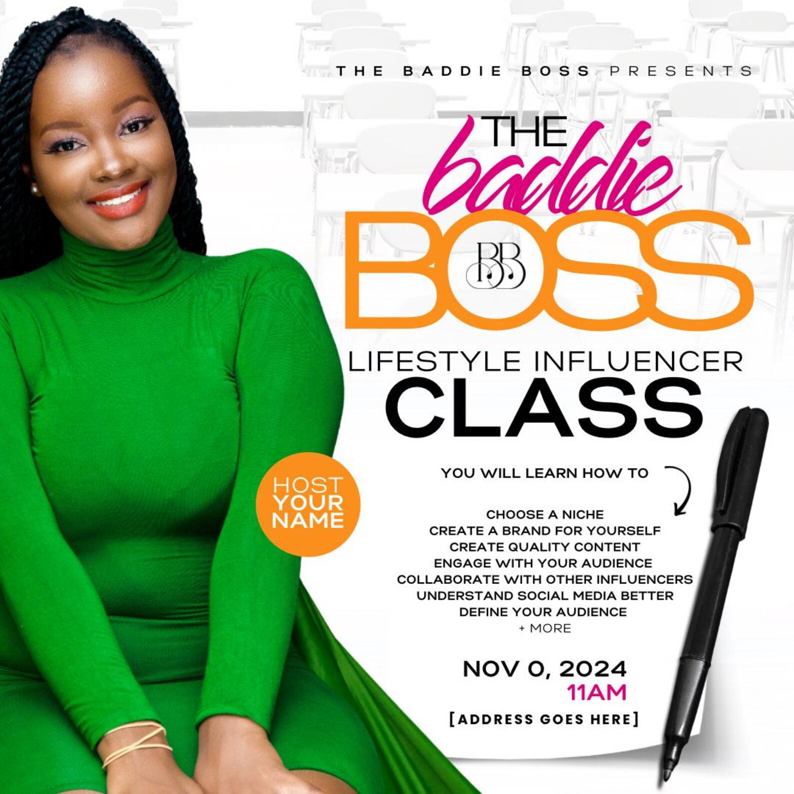 Influencer Class Flyer: Customizable Canvapro Template - Etsy