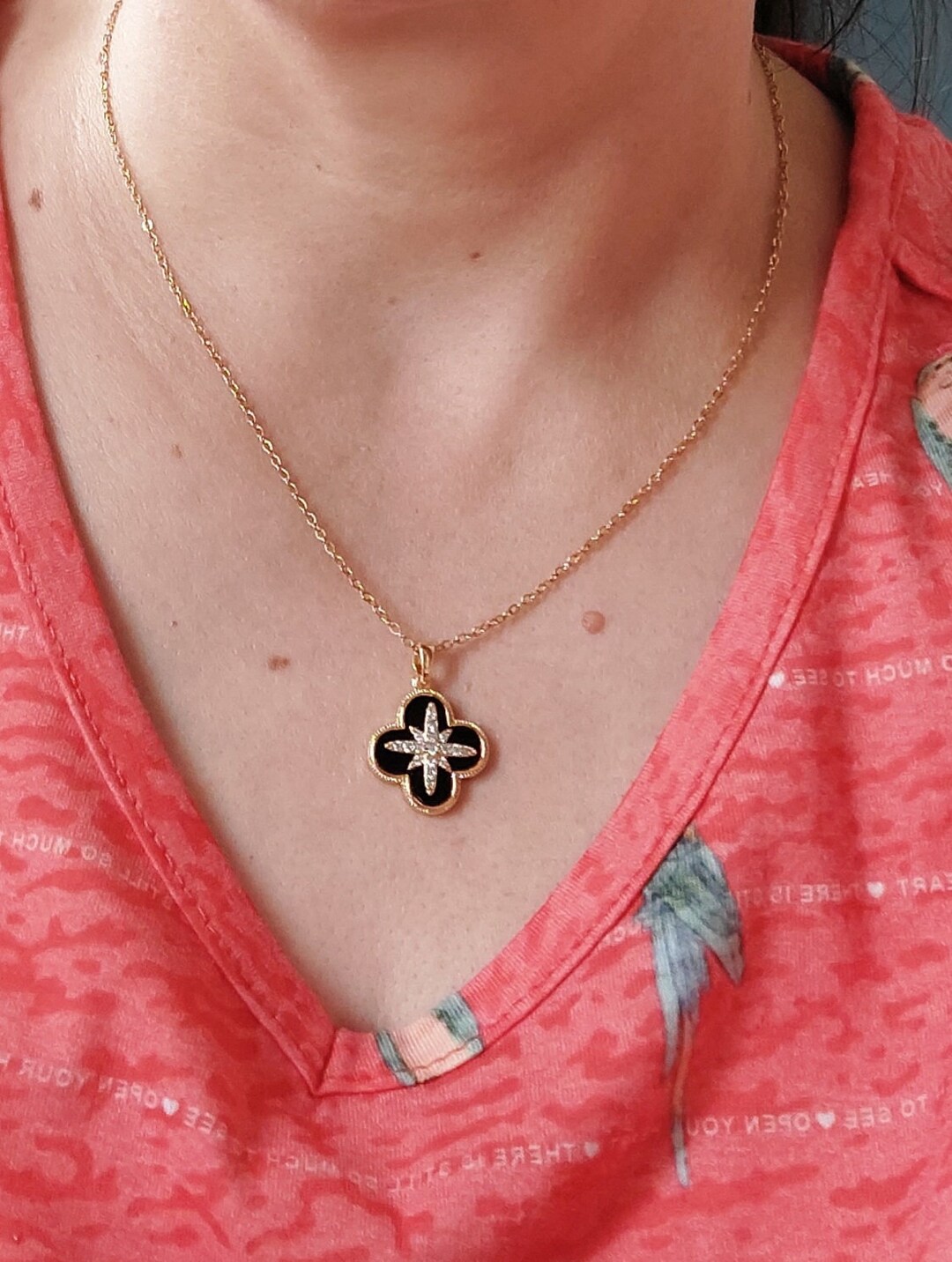 Gold Clover Necklace, Four Leaf Clover Necklace, Black Clover Gift ...