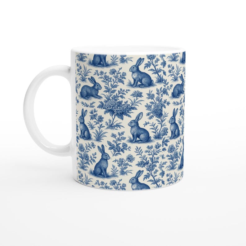 Blue Toile Bunny Pattern PNG – Seamless Vintage Rabbit Floral Wrap ...