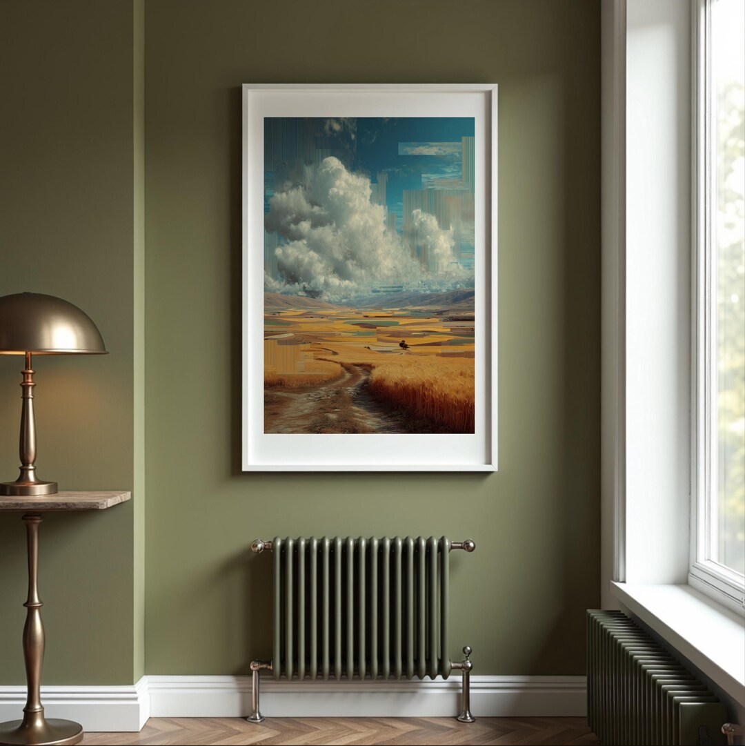 Golden Fields – Surreal Landscape Digital Wall Art Print, Dreamy ...