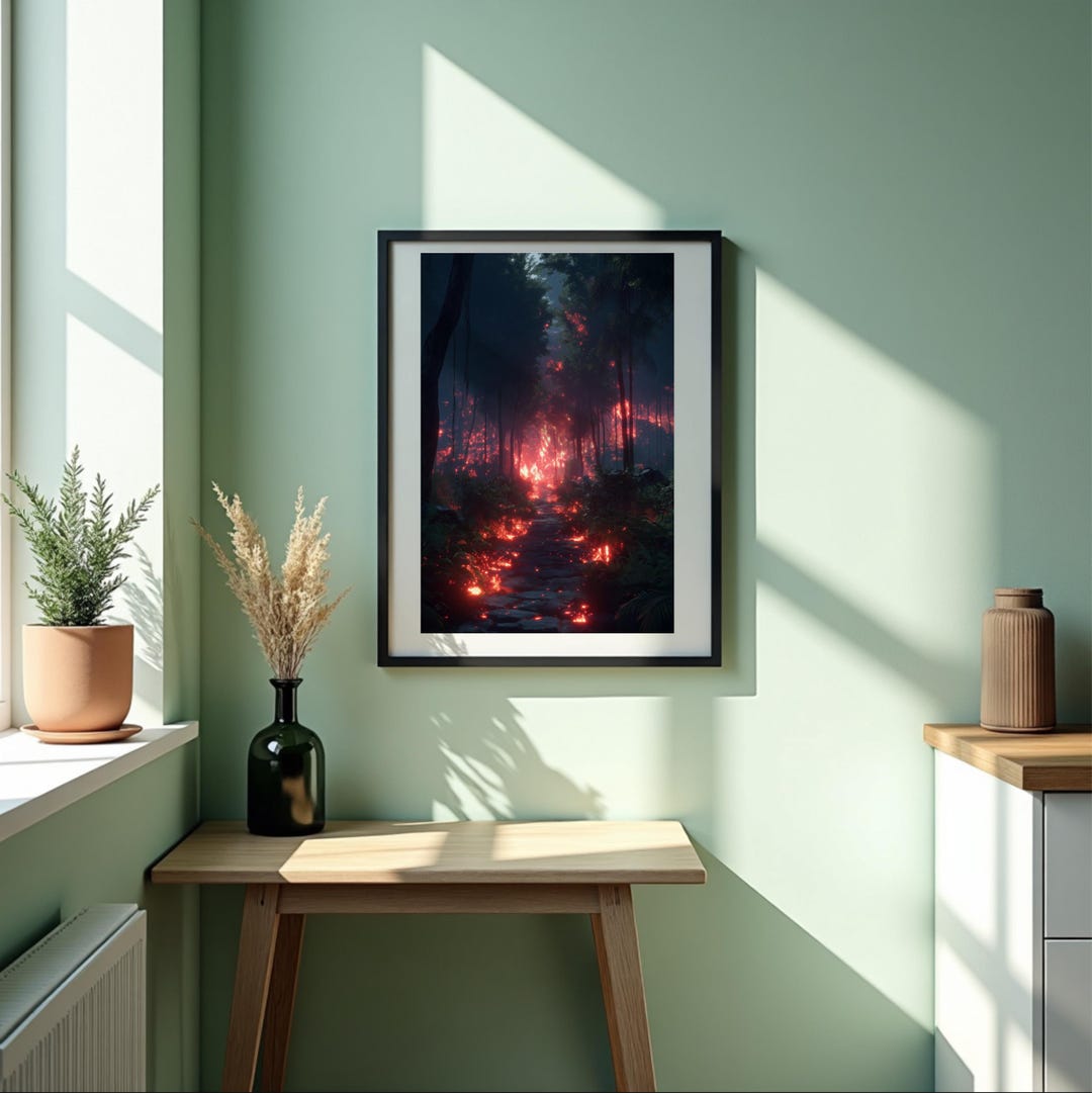 Dark Fantasy Jungle Print: Mystical Ember Landscape (digital Download ...