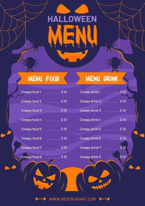 Halloween Menu Templates. 21 Editable Menus, Spooky Themes. Perfect for ...