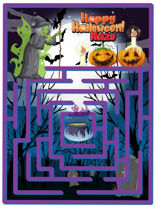 Halloween Games for Kids. Printable. Spooky Maze Crosswords - Etsy