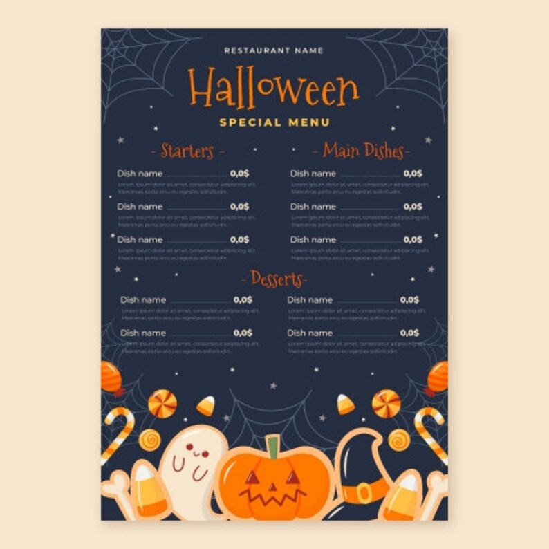 Halloween Menu Templates. 21 Editable Menus, Spooky Themes. Perfect for ...
