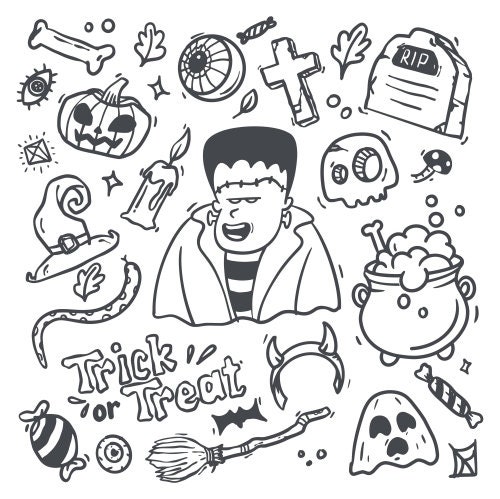 Svg Cliparts Halloween Bundle 32, Spooky Clip-art Svg Files, Doodle ...