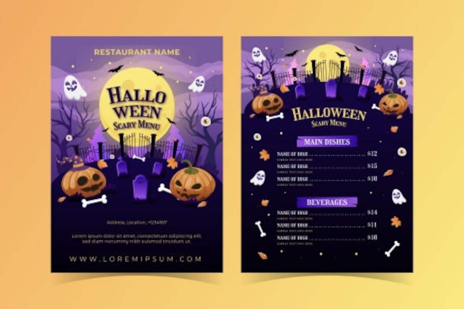 Halloween Menu Templates. 21 Editable Menus, Spooky Themes. Perfect for ...