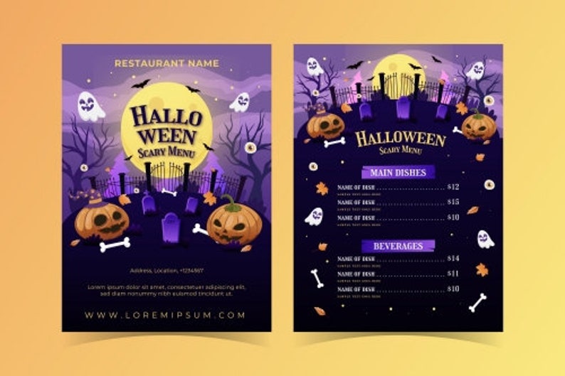 Halloween Menu Templates. 21 Editable Menus, Spooky Themes. Perfect for ...