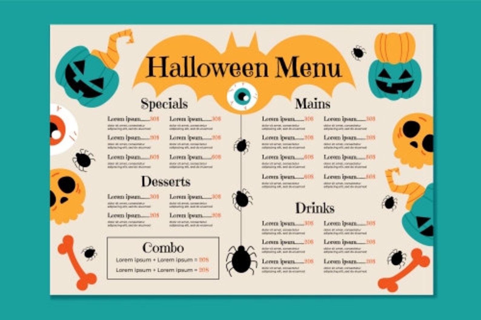 Halloween Menu Templates. 21 Editable Menus, Spooky Themes. Perfect for ...