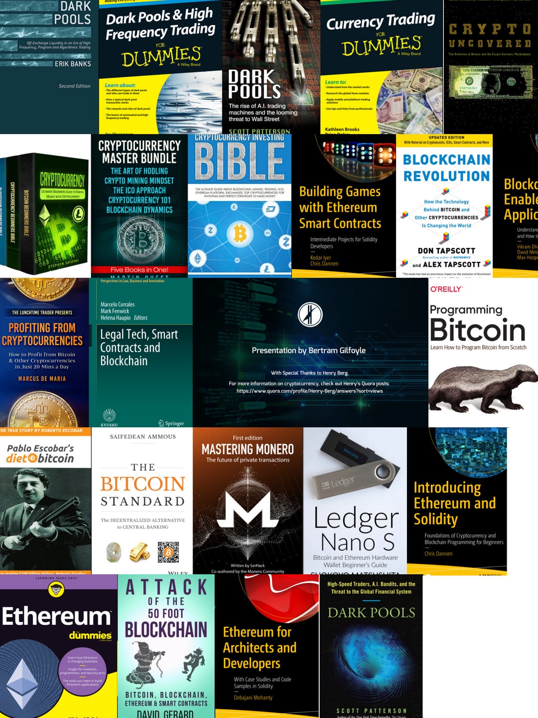 E-books Cryptocurrency and Blockchain, Bitcoin, BTC, ETH, Crypto, Satoshi, Dark Pools, Ledger ...