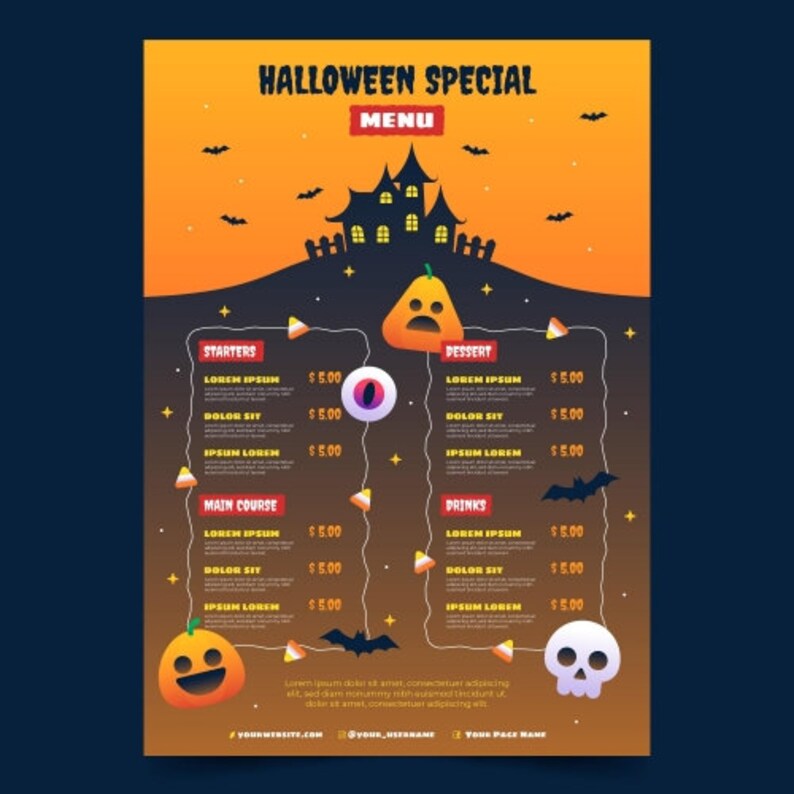 Halloween Menu Templates. 21 Editable Menus, Spooky Themes. Perfect for ...
