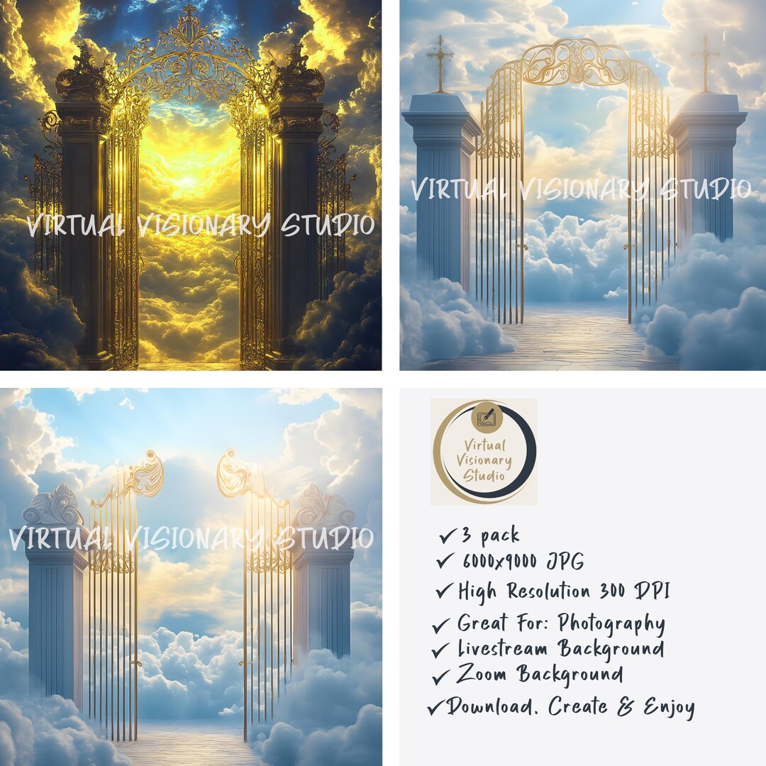 Memorial Background – Gold Gates With Spiritual Clouds and Doves, 3 ...