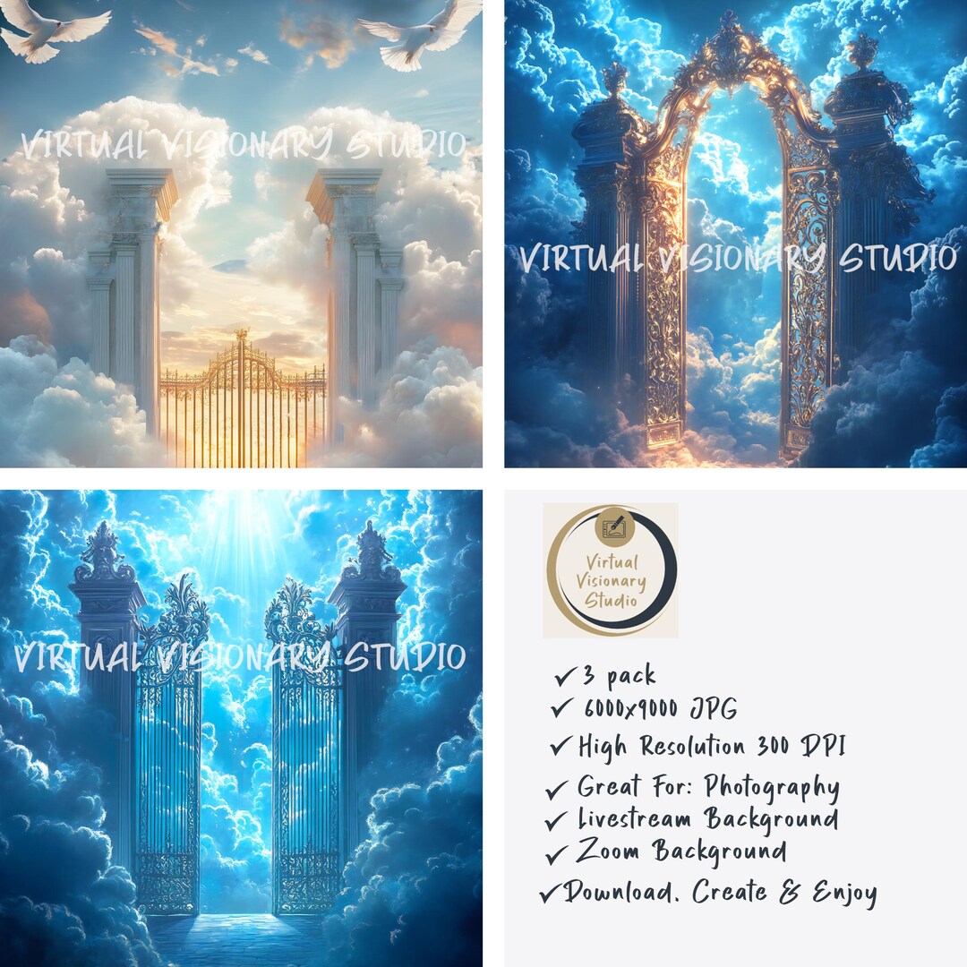 Memorial Background – Gold Gates With Soft Clouds and Heaven Glow Scene ...
