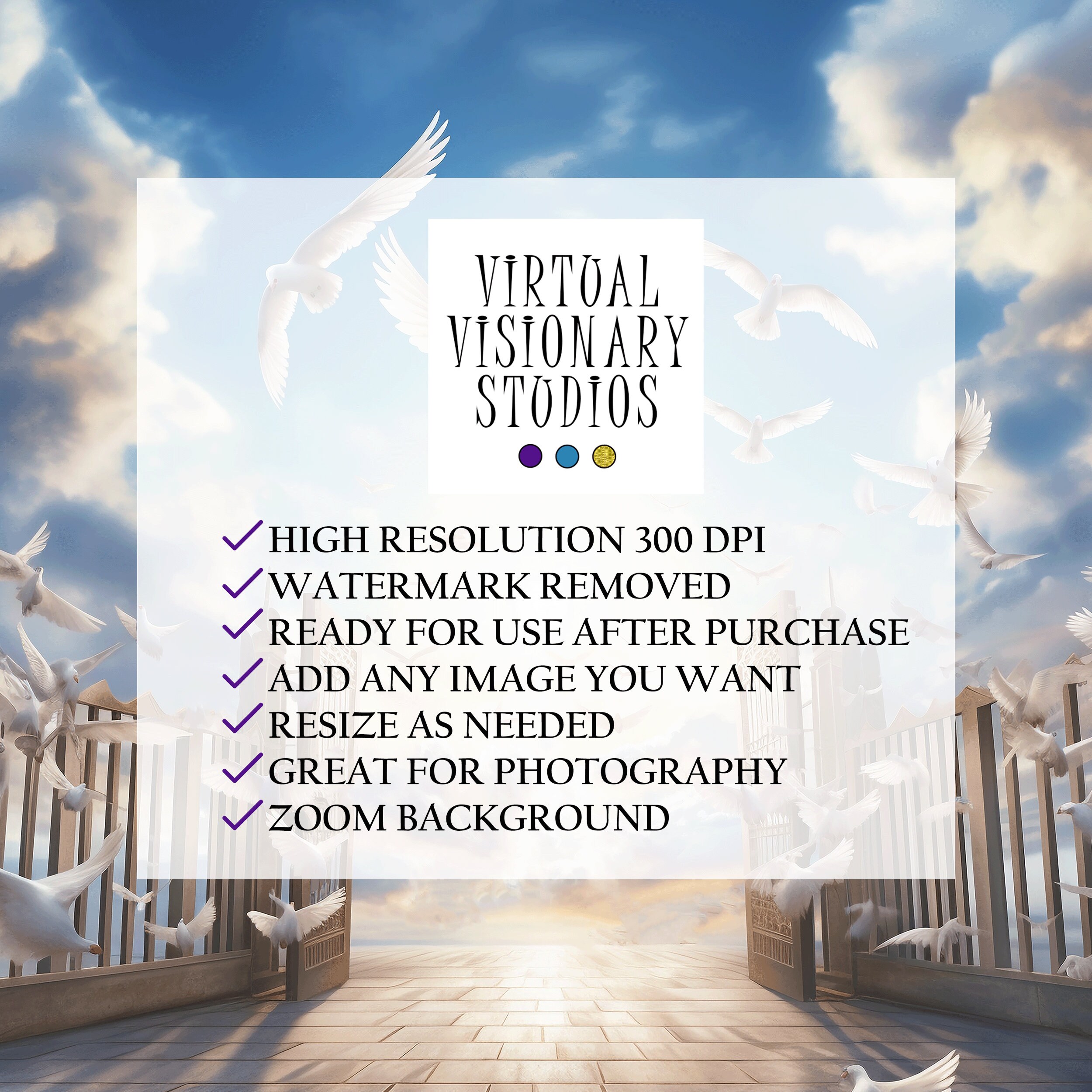 Heavenly Gates With Brick Road and Doves Memorial Background, Memorial ...