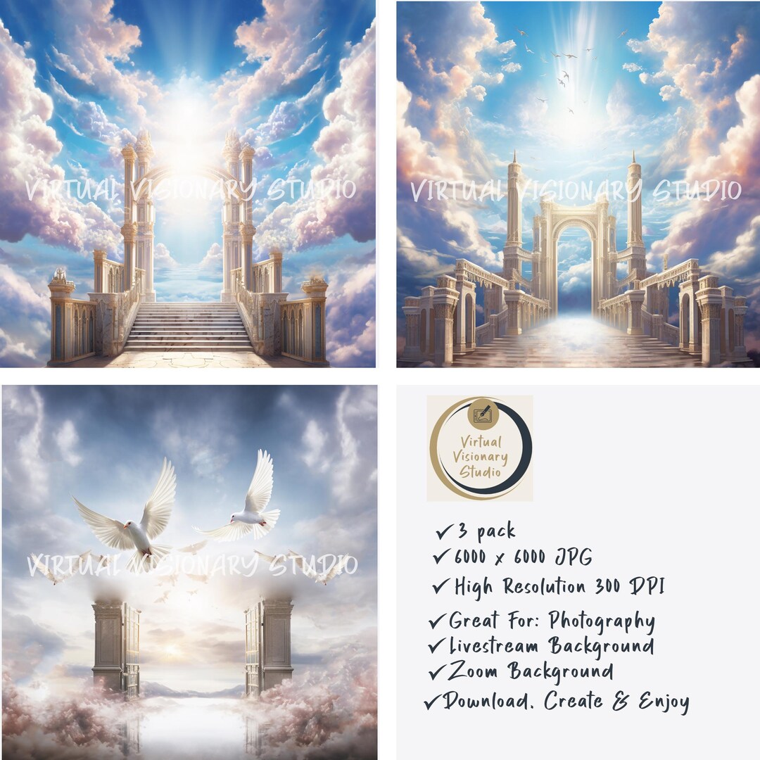 Memorial Background – Gold Gates With Heaven Clouds and Glow Scene, 3 ...