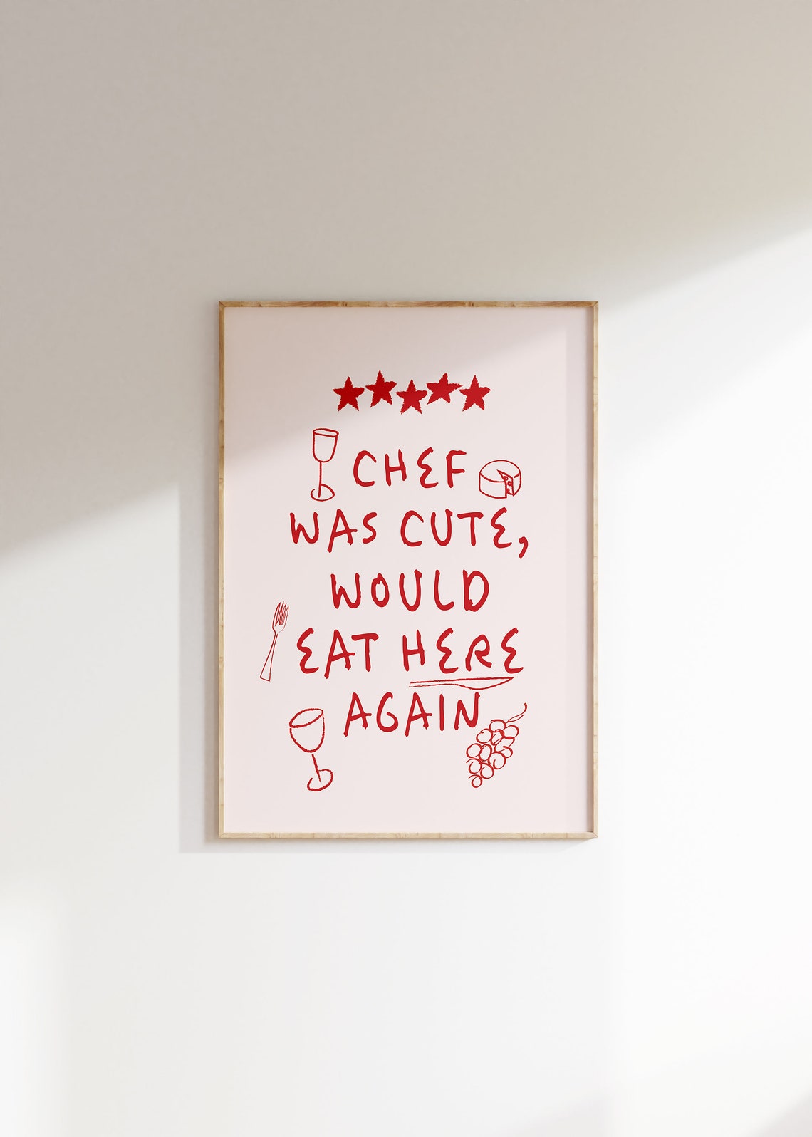Chef Was Cute Poster Cooking Kitchenwall Art Food Barcart - Etsy