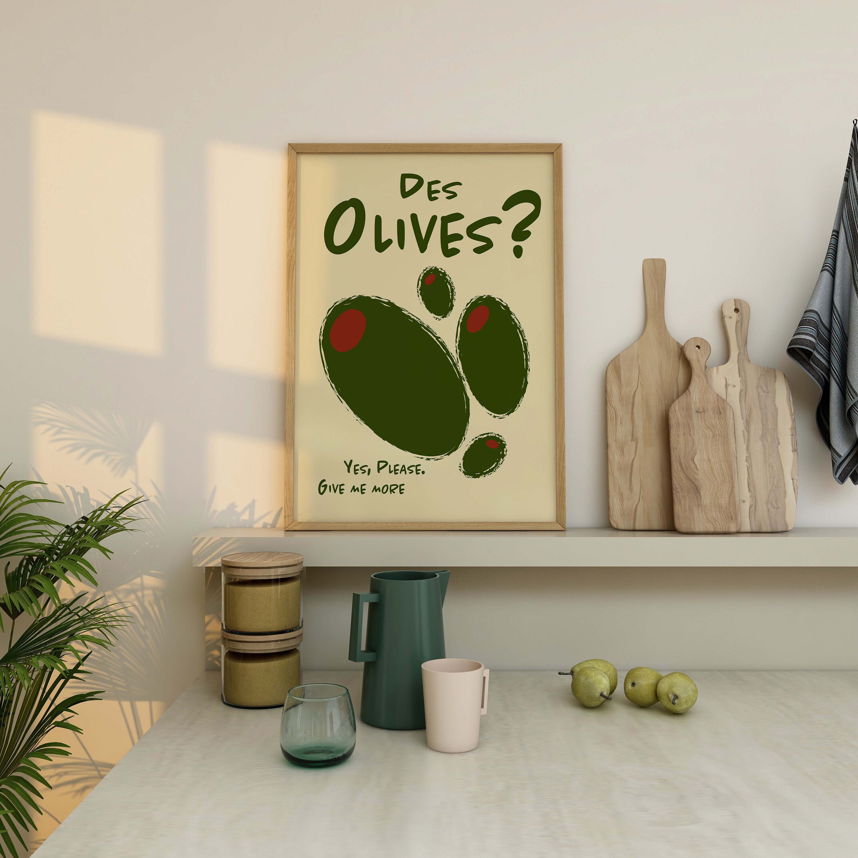 Olives Poster, Retro Print, Olives Wallart, Kitchen Vintage Poster ...