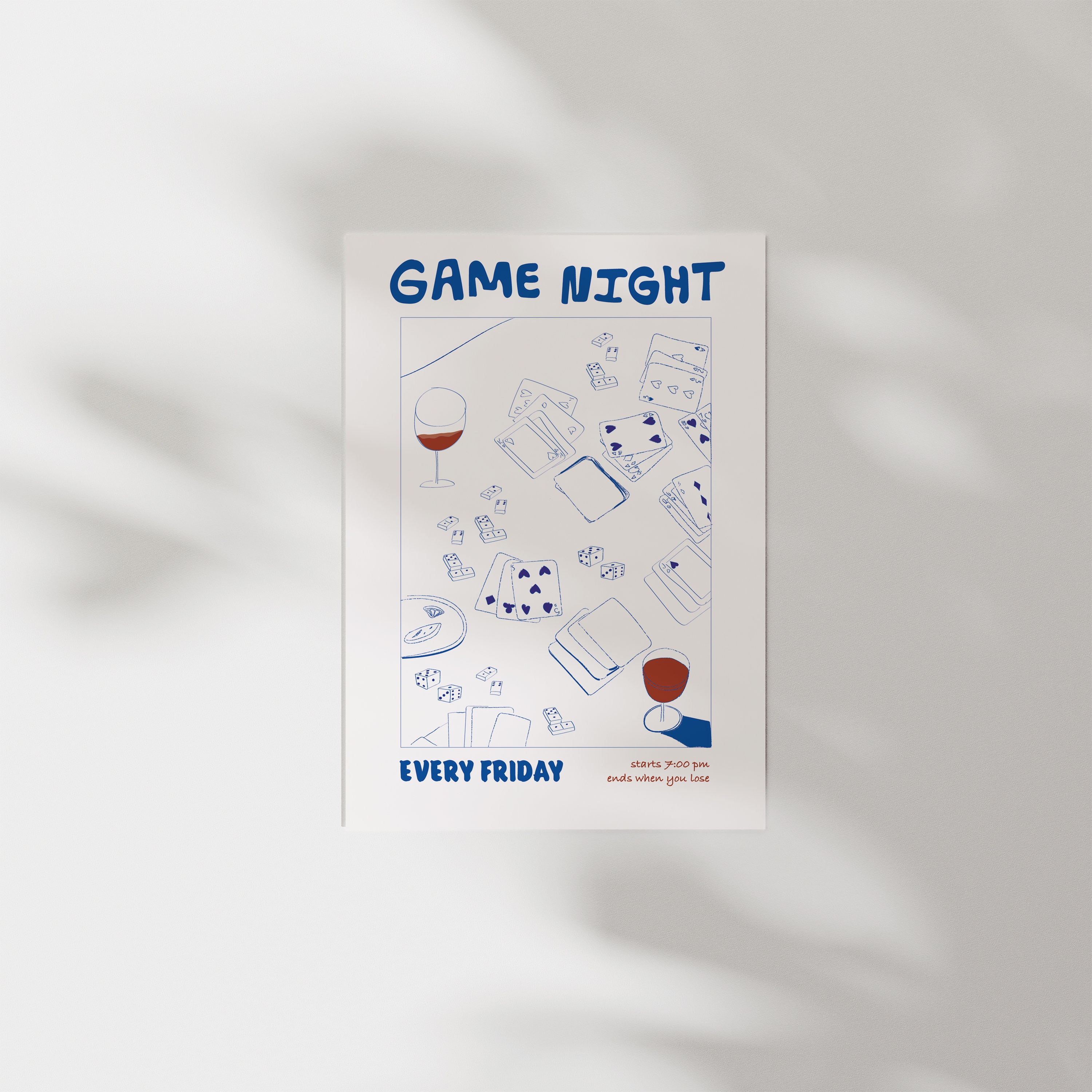 Game Night Poster, Barcart Printing, Gaming Decor Social Gatherings ...
