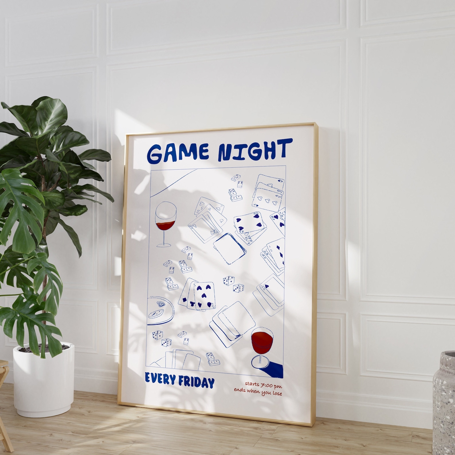 Game Night Poster, Barcart Printing, Gaming Decor Social Gatherings ...