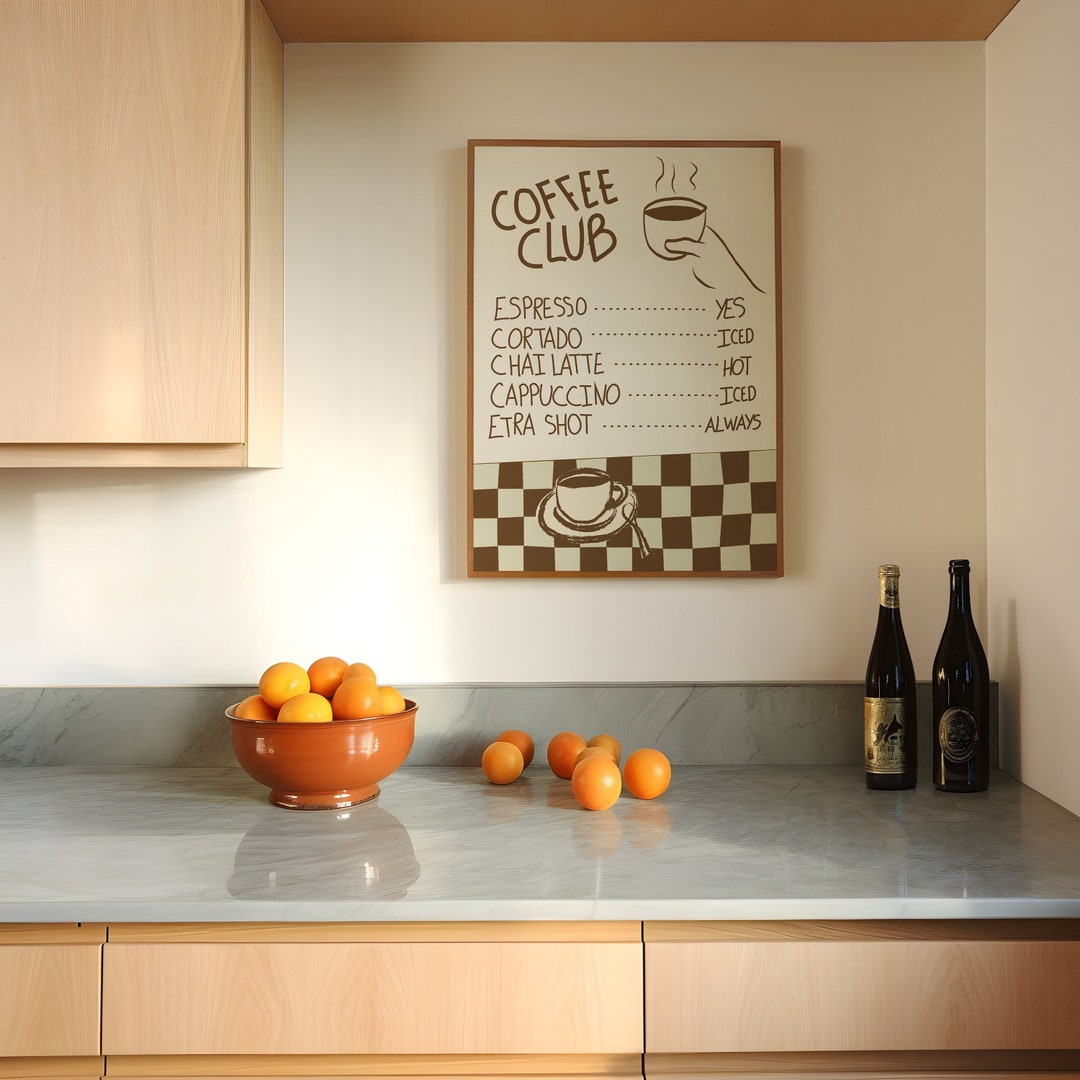 Coffee Poster, Coffee Menu Poster, Retro Kitchen Print, Kitchenwall Art ...