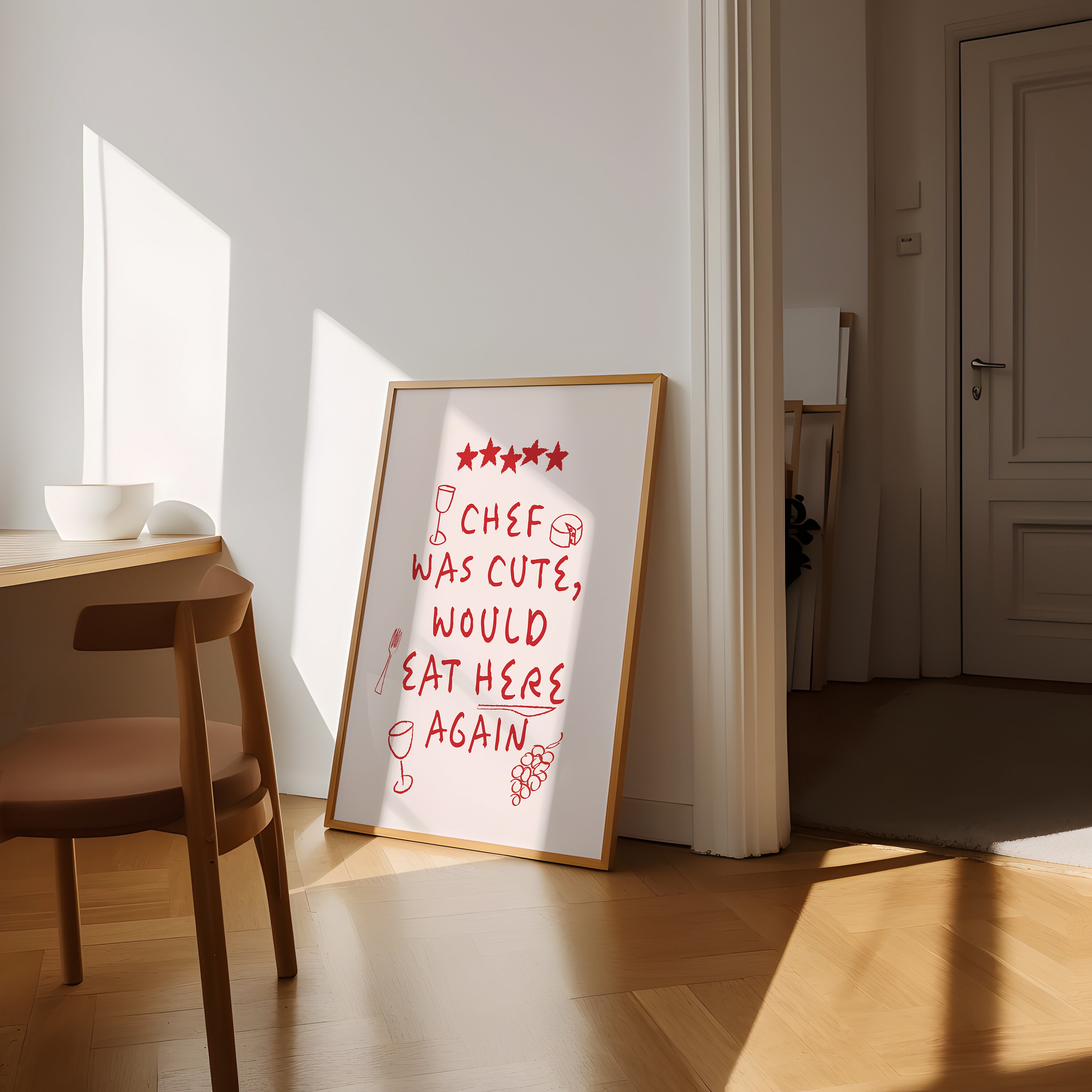 Chef Was Cute Poster Cooking Kitchenwall Art Food Barcart - Etsy