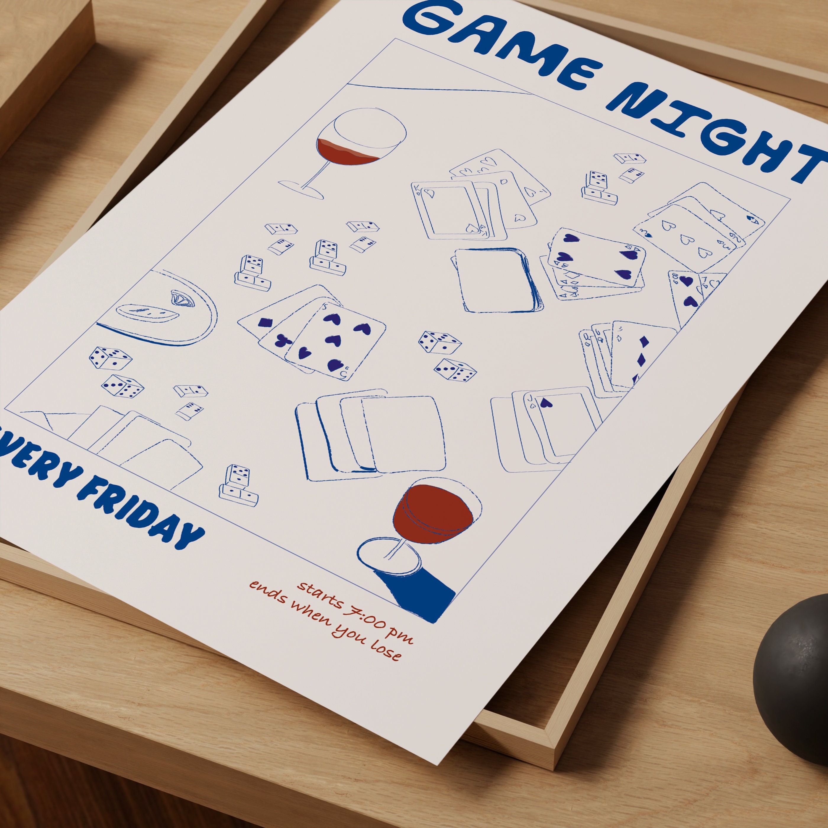 Game Night Poster, Barcart Printing, Gaming Decor Social Gatherings ...