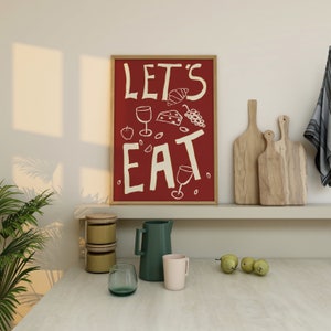 Let's Eat Retro Poster, Food Poster, Retro Print, Vintage Poster, Retro ...