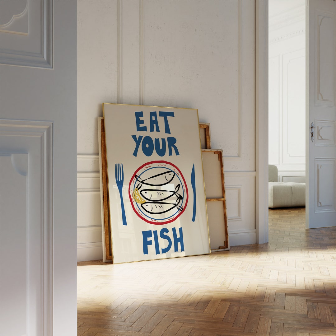 Fish Print, Fish Kitchen Wall Art, Sardines Vintage Food Digital Art ...