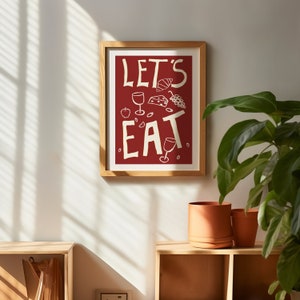 Let's Eat Retro Poster, Food Poster, Retro Print, Vintage Poster, Retro ...