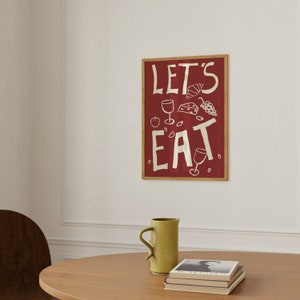 Let's Eat Retro Poster, Food Poster, Retro Print, Vintage Poster, Retro ...