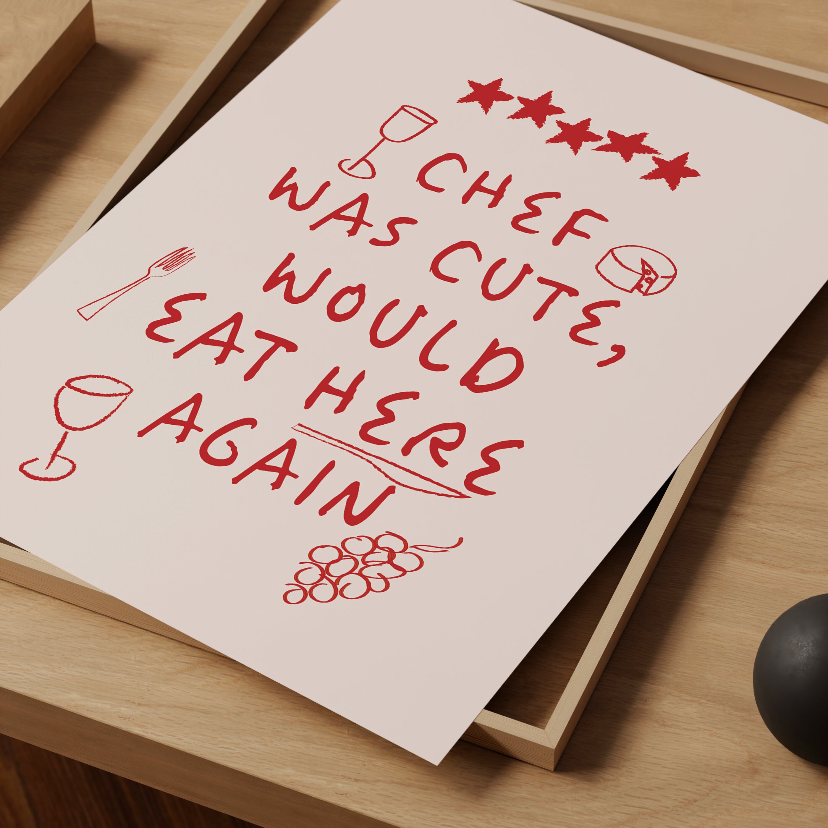 Chef Was Cute Poster Cooking Kitchenwall Art Food Barcart - Etsy