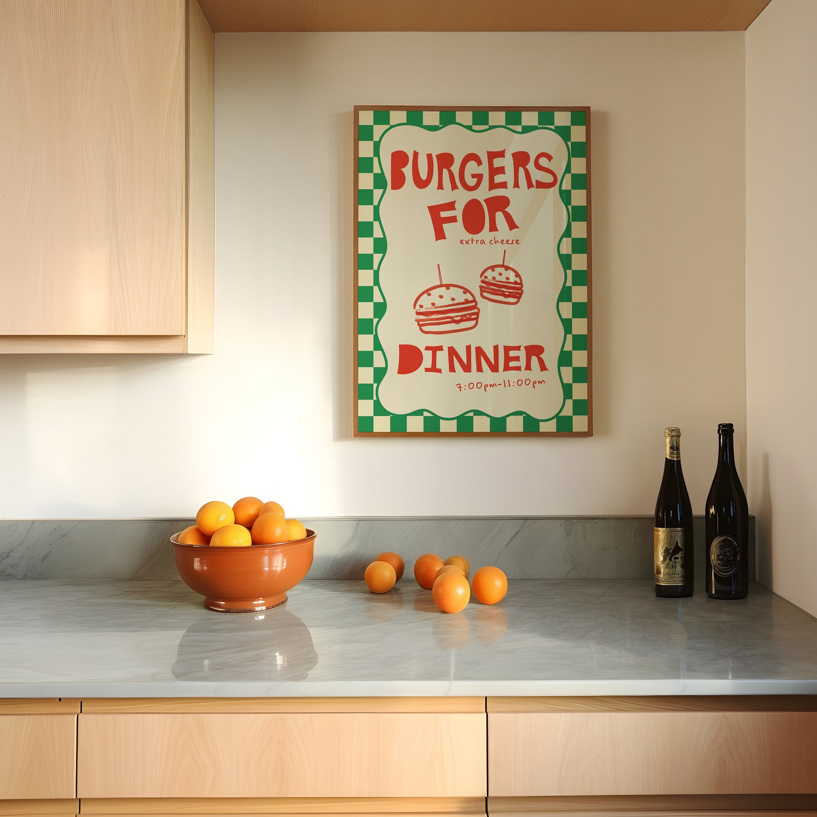 Burgers for Dinner Poster: Retro Kitchen Wall Art (digital Download) - Etsy