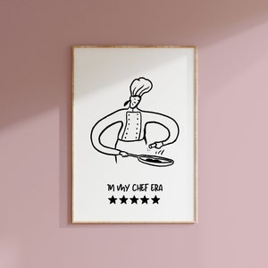 Kitchen Wall Poster Cooking Art Prints Digital Download Minimalist Red ...