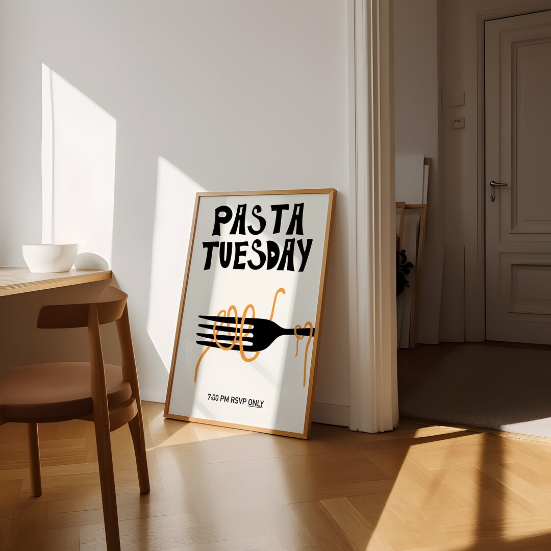 Pasta Art Print, Food Lover Poster, Pasta Kitchenwall Art, Digital ...