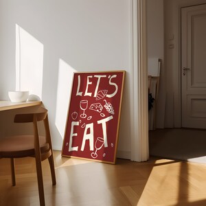 Let's Eat Retro Poster, Food Poster, Retro Print, Vintage Poster, Retro ...