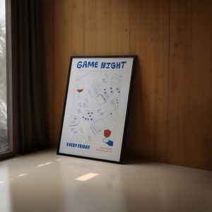 Game Night Poster, Barcart Printing, Gaming Decor Social Gatherings ...