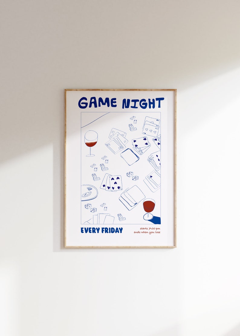 Game Night Poster, Barcart Printing, Gaming Decor Social Gatherings ...