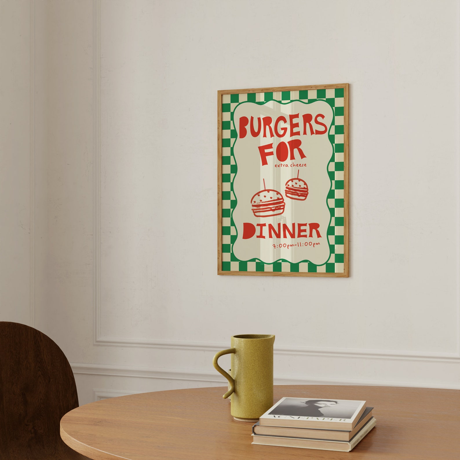 Burgers for Dinner Poster: Retro Kitchen Wall Art (digital Download) - Etsy