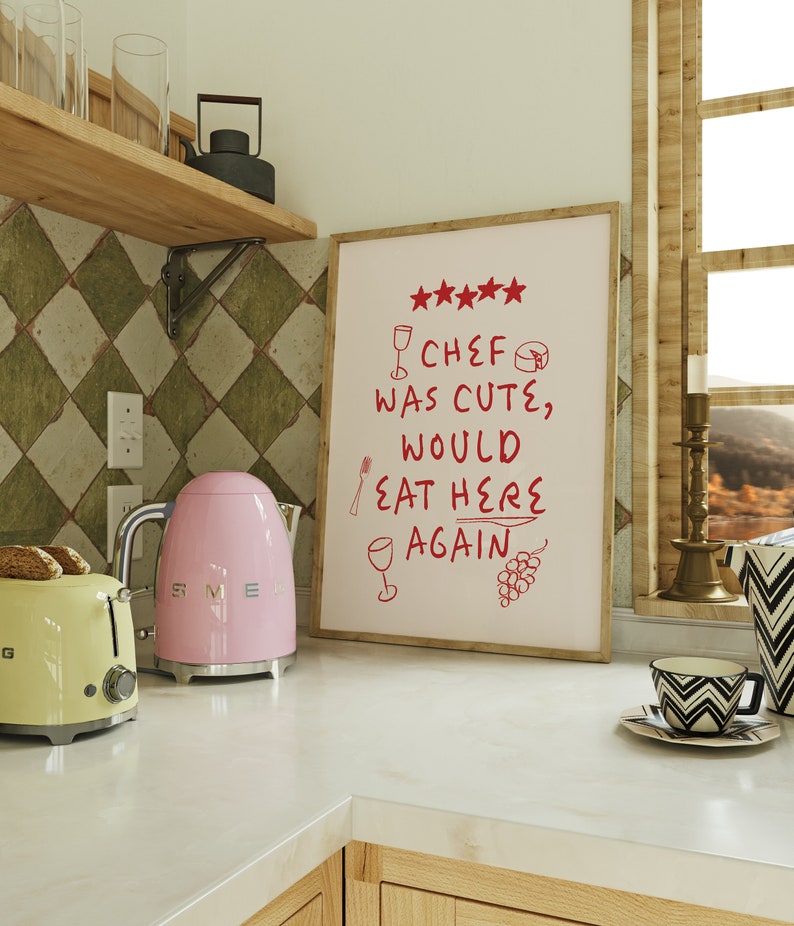 Chef Was Cute Poster Cooking Kitchenwall Art Food Barcart - Etsy