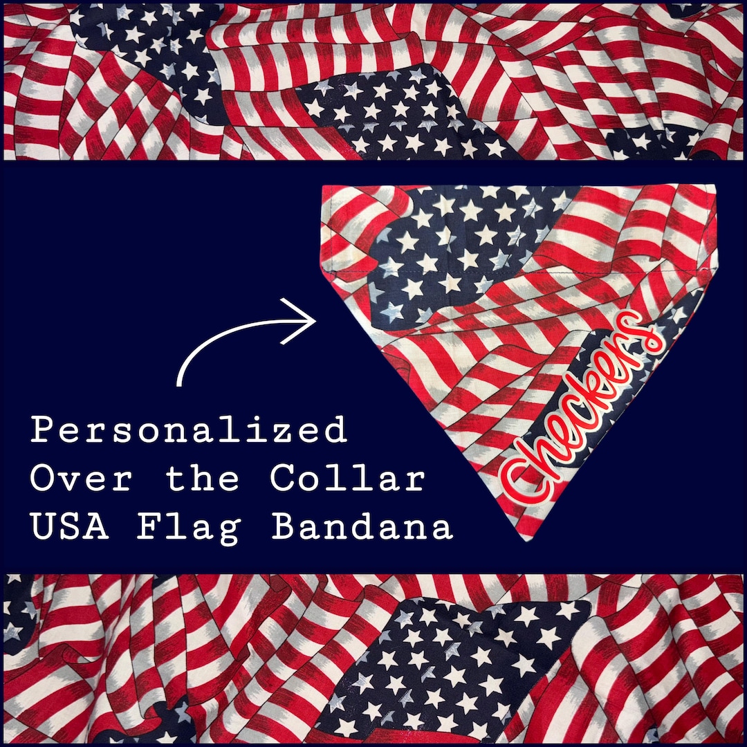 CLEARANCE American Flag Over the Collar Dog Bandana, USA Patriotic ...