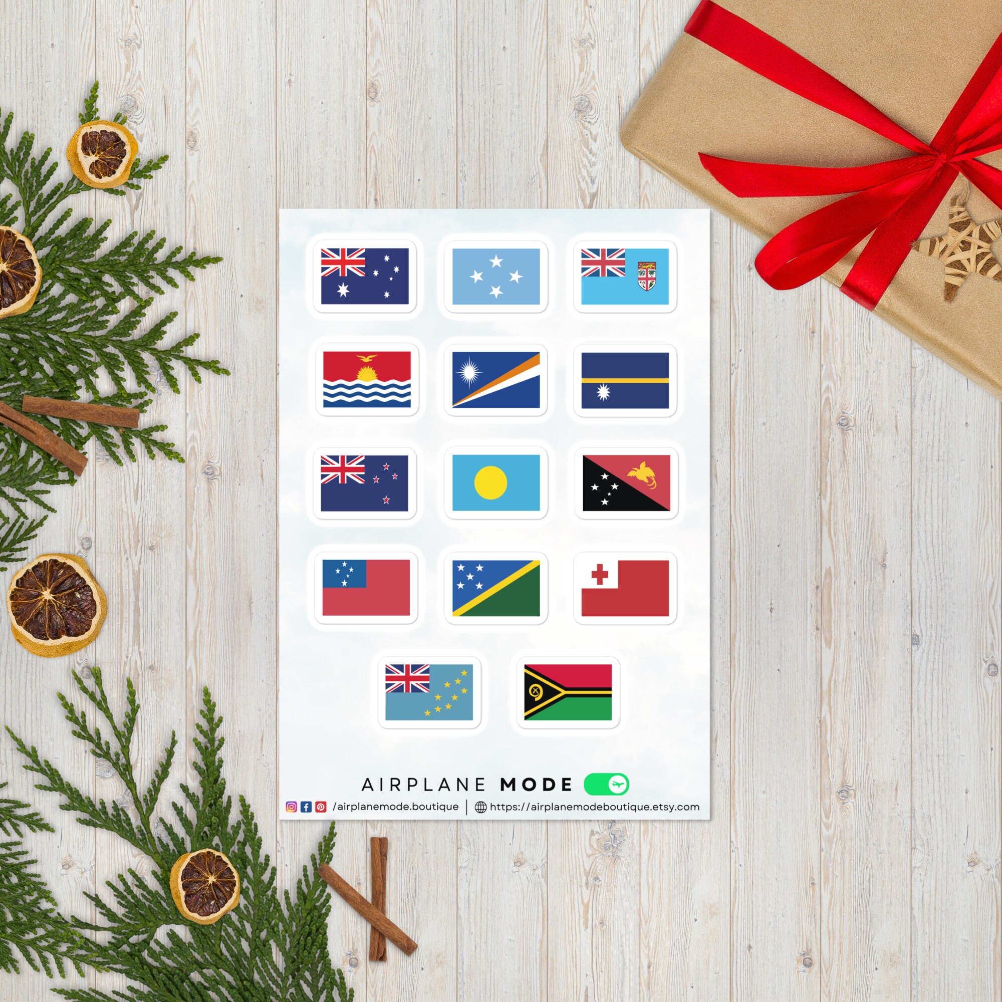 Kiss-cut Sticker Sheet of the Flags of the Countries of Oceania ...